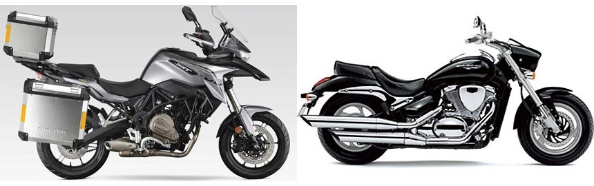 Motorrad Vergleich QJ Motor SRT 700 2023 vs. Suzuki Intruder M800 2012