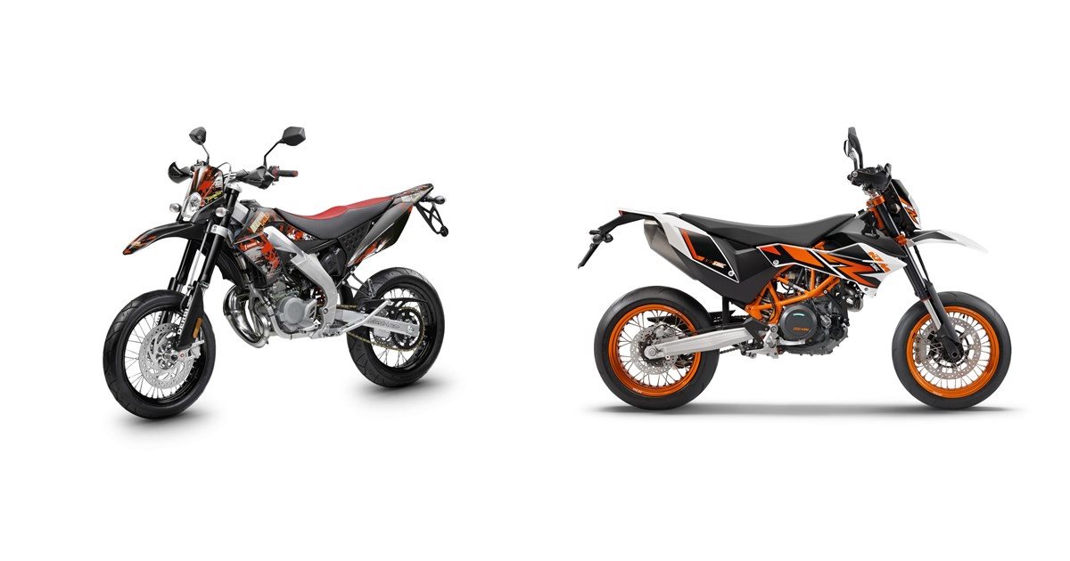 Motorrad Vergleich Derbi Senda DRD Pro 50 SM 2013 vs. KTM 690 SMC R 2016