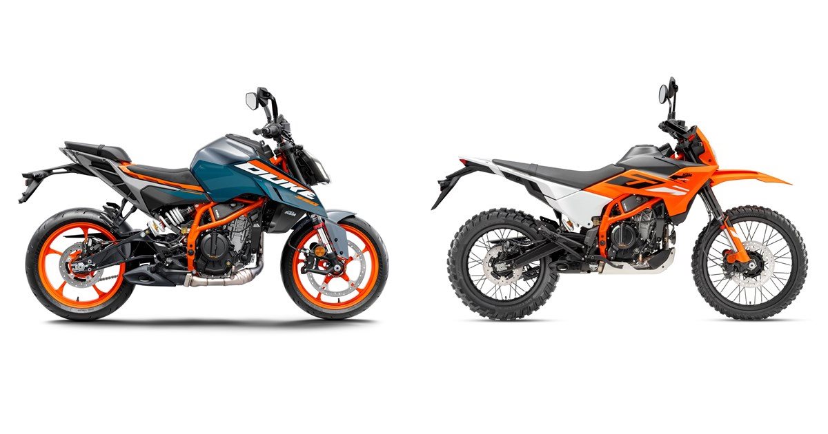 Motorrad Vergleich KTM 390 Duke 2024 vs. KTM 390 Enduro R 2025