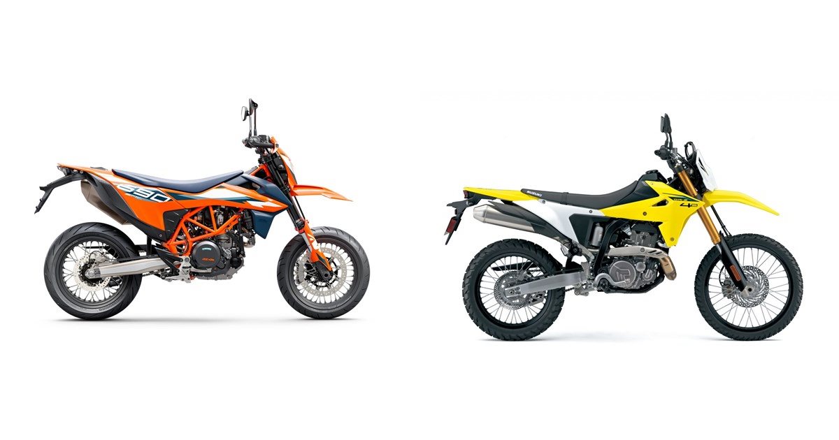 Motorrad Vergleich KTM 690 SMC R 2023 vs. Suzuki DR-Z4S 2025