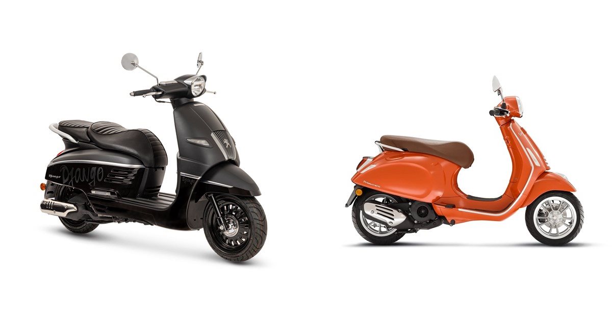 Motorrad Vergleich Peugeot Django 125 ABS Dark 2021 vs. Vespa Primavera 125 2021
