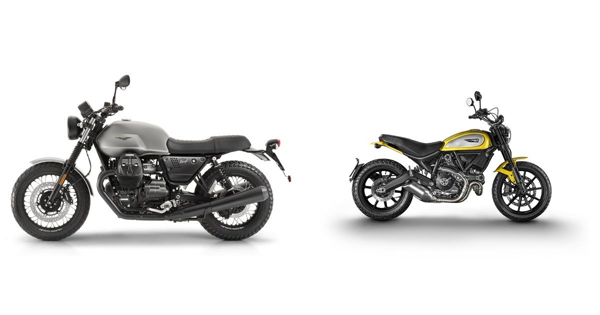 Motorrad Vergleich Moto Guzzi V7 III Rough 2019 vs. Ducati Scrambler ...