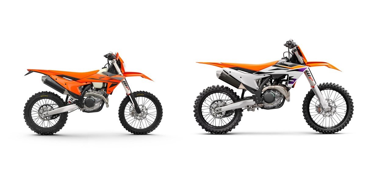 Motorrad Vergleich KTM 450 EXC-F 2025 vs. KTM 450 SX-F 2024