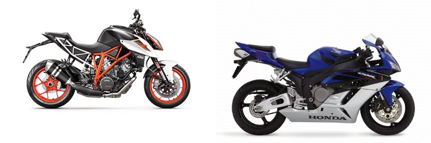 Motorrad Vergleich KTM 1290 Super Duke R 2017 vs. Honda CBR1000RR ...