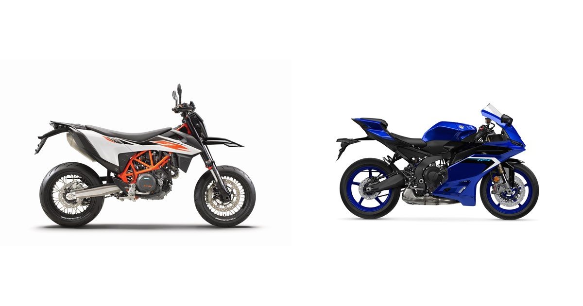 Motorrad Vergleich KTM 690 SMC R 2019 vs. Yamaha R9 2025