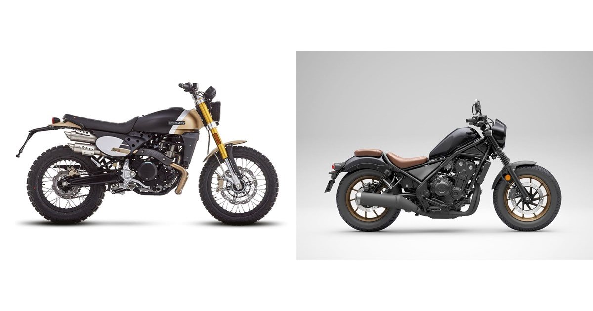 Motorrad Vergleich Fantic Caballero Deluxe 500 2025 vs. Honda CMX500 Rebel S 2024
