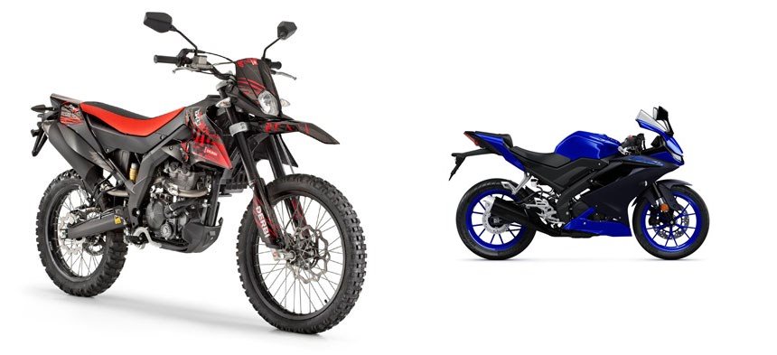 Motorrad Vergleich Derbi Senda DRD 125 R 2012 vs. Yamaha R125 2022