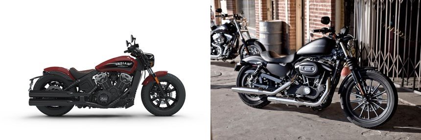 Motorrad Vergleich Indian Scout Bobber 1131 2018 vs. Harley-Davidson ...