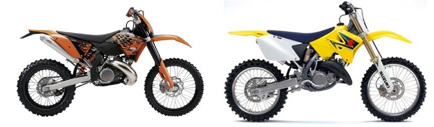 Motorrad Vergleich KTM 300 EXC 2008 vs. Suzuki RM-125 2009