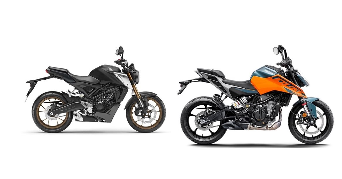 Motorrad Vergleich Honda CB125R 2025 vs. KTM 125 Duke 2025