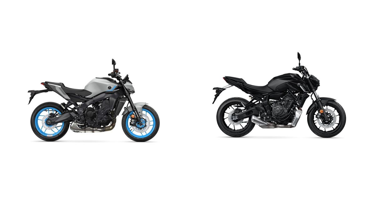 Motorrad Vergleich Yamaha MT-09 35kW 2025 vs. Yamaha MT-07 Pure 2023
