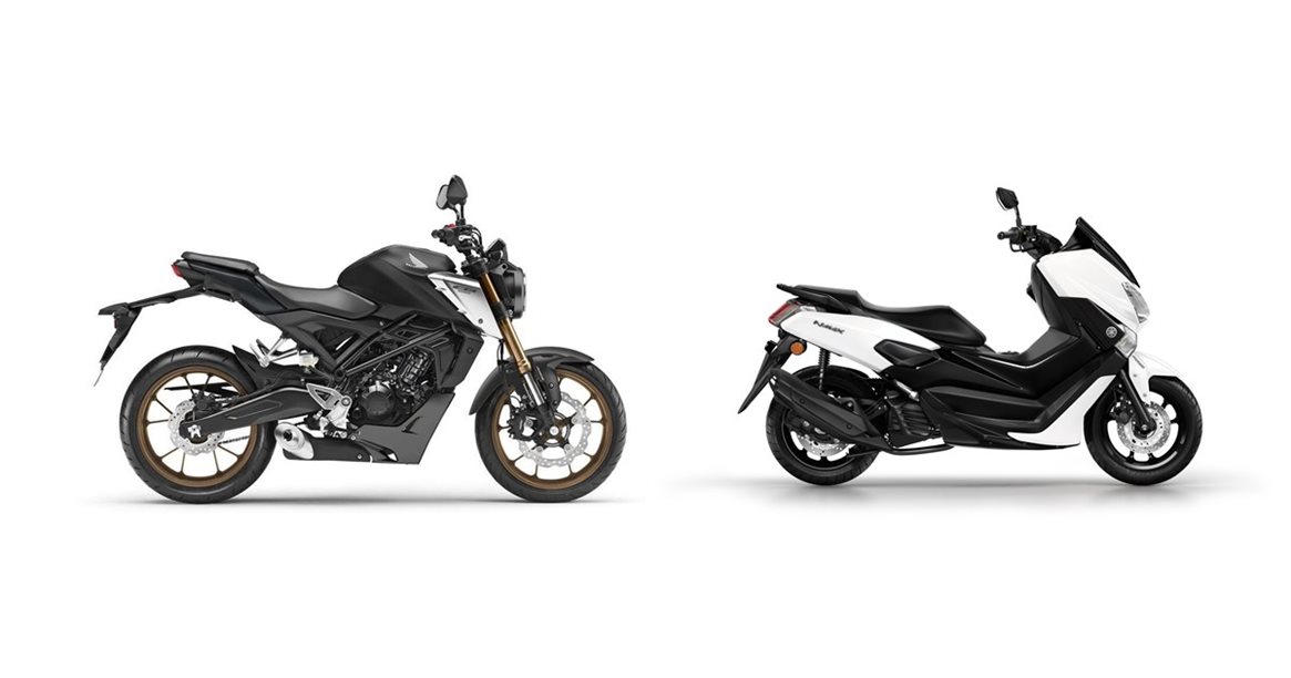 Motorrad Vergleich Honda CB125R 2025 vs. Yamaha NMAX 125 2020