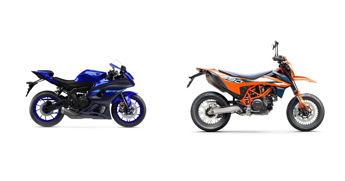 Motorrad Vergleich Yamaha R7 2025 vs. KTM 690 SMC R 2024