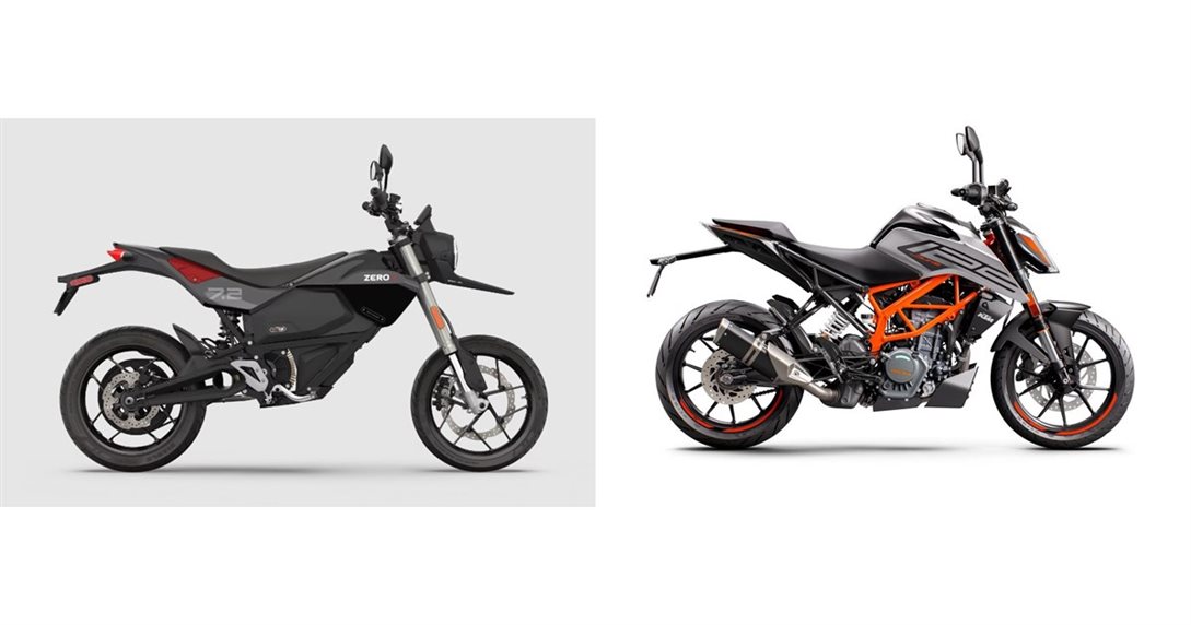 Motorrad Vergleich Zero FXE 2023 vs. KTM 125 Duke 2022