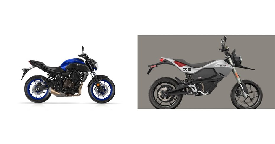 Motorrad Vergleich Yamaha MT-07 2018 vs. Zero FXE 2022