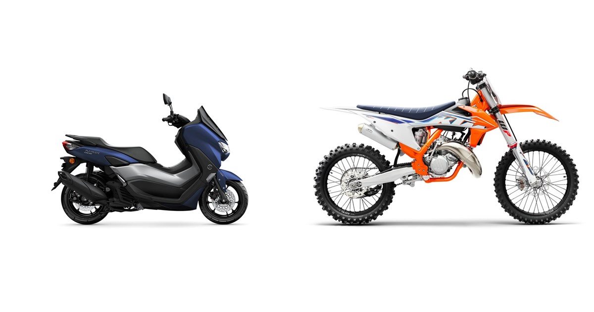 Motorrad Vergleich Yamaha NMAX 155 2022 vs. KTM 150 SX 2022