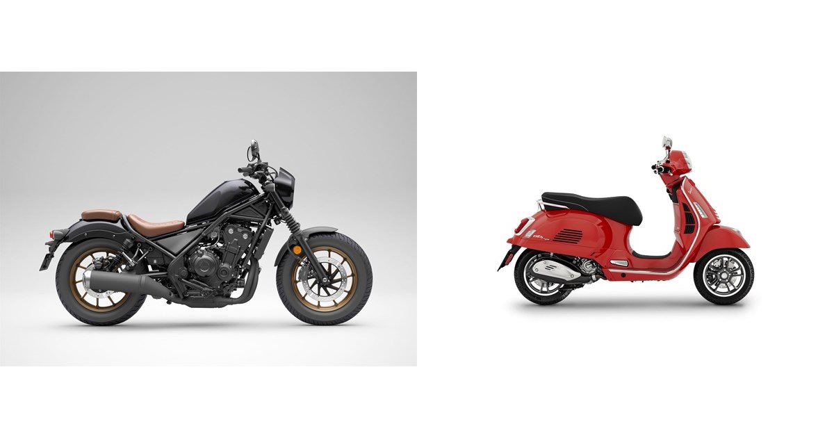Motorrad Vergleich Honda CMX500 Rebel S 2024 vs. Vespa GTS 300 Super 2024