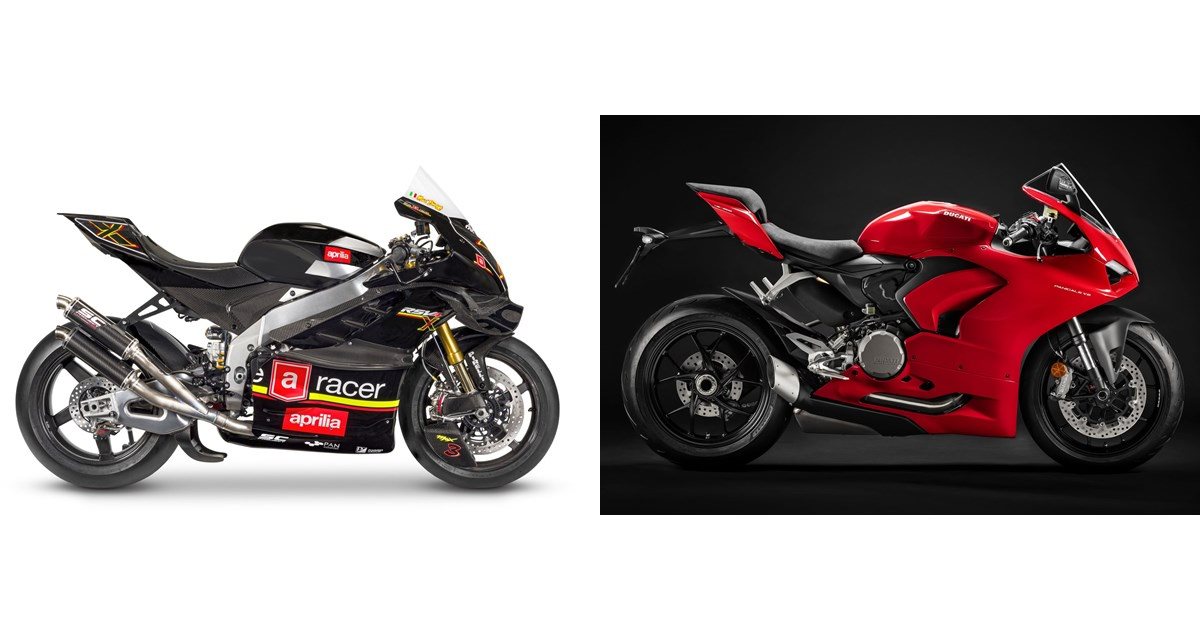 Comparaison des motos Aprilia RSV4 X ex3ma 2025 VS. Ducati Panigale V2 2020