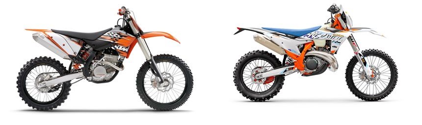 Motorrad Vergleich KTM 250 SX-F 2010 vs. KTM 250 EXC TBI Sixdays 2024