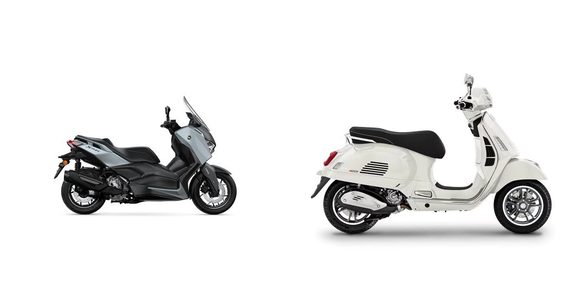 Motorrad Vergleich Yamaha XMAX 300 Tech MAX+ 2025 vs. Vespa GTS 310 ...