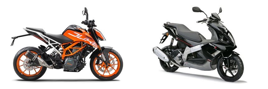 Motorrad Vergleich KTM 390 Duke 2020 vs. Derbi GP1 Racing 250 2011