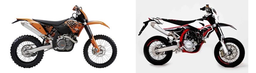 Motorrad Vergleich KTM 450 EXC 2008 vs. SWM SM 500 R 2024