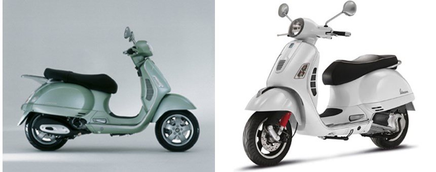 Motorrad Vergleich Vespa GT 200 2006 vs. Vespa GTS 125 ie Super 2010