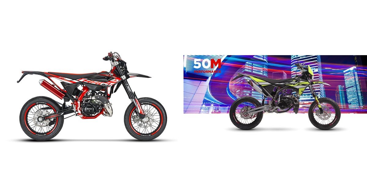 Motorrad Vergleich Beta RR 50 Motard Track 2024 vs. Fantic 50M ...