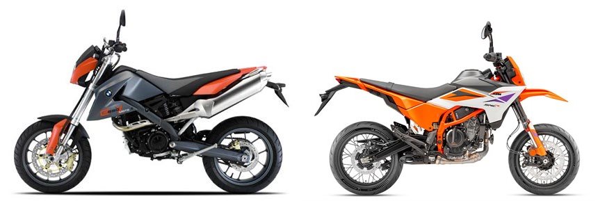 Motorrad Vergleich BMW G 650 Xmoto 2009 vs. KTM 390 SMC R 2025