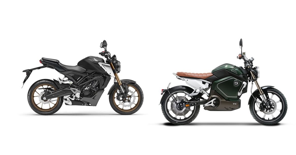 Motorrad Vergleich Honda CB125R 2023 vs. Super Soco TC 2020