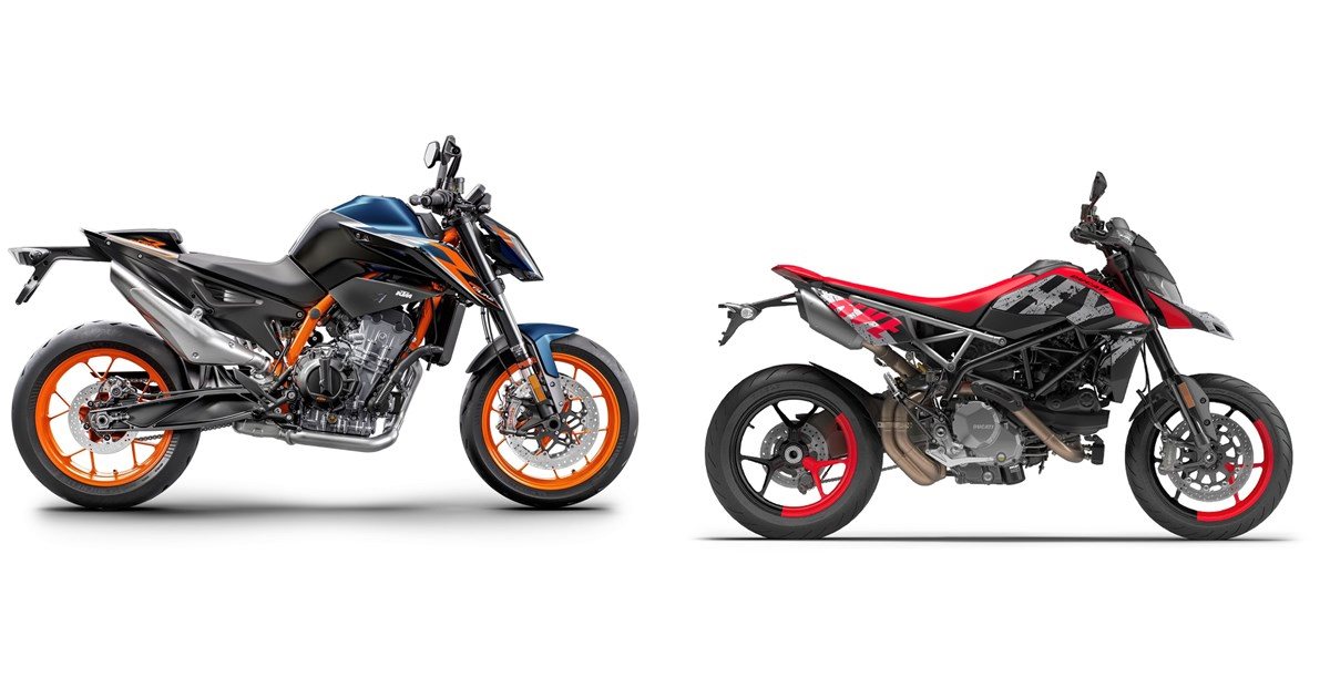 KTM 890 Duke R 2023 vs Ducati Hypermotard 950 RVE 2025