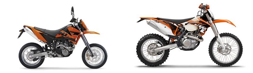 Motorrad Vergleich KTM 640 LC4 Supermoto 2005 vs. KTM 450 EXC 2012