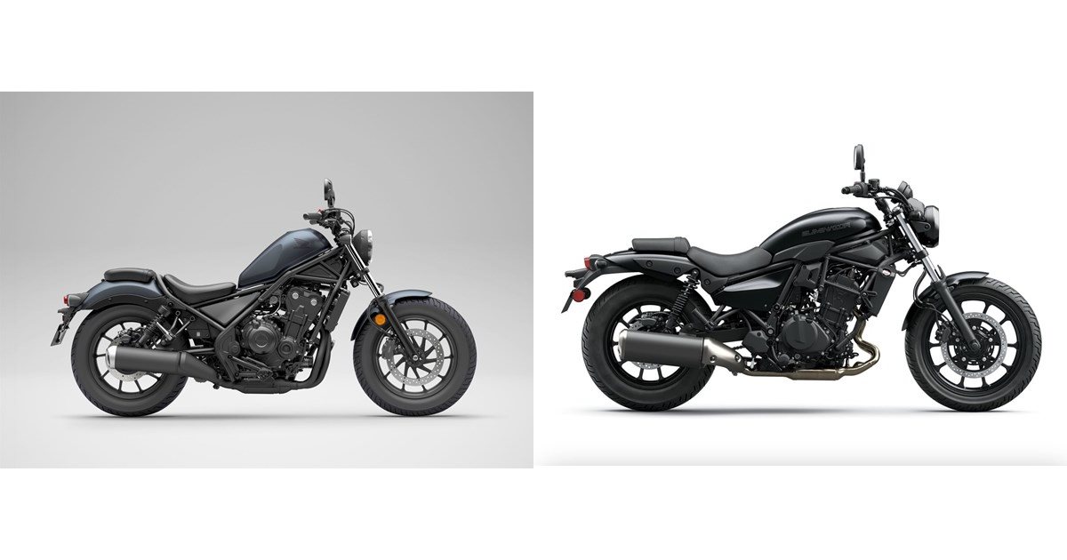 Comparaison des motos Honda CMX500 Rebel 2025 VS. Kawasaki Eliminator 500 2024