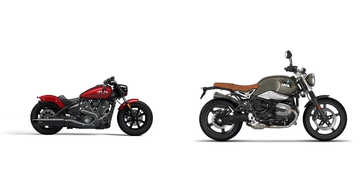 Motorrad Vergleich Indian Scout Bobber 2024 vs. BMW R nineT Scrambler 2023