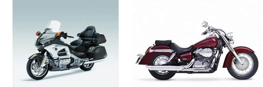 Motorrad Vergleich Honda GL 1800 Goldwing 2013 vs. Honda VT 750 Shadow 2005