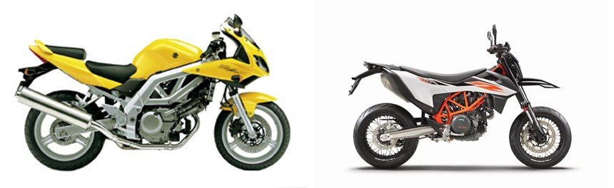 Motorrad Vergleich Suzuki SV 650S 2006 vs. KTM 690 SMC R 2019