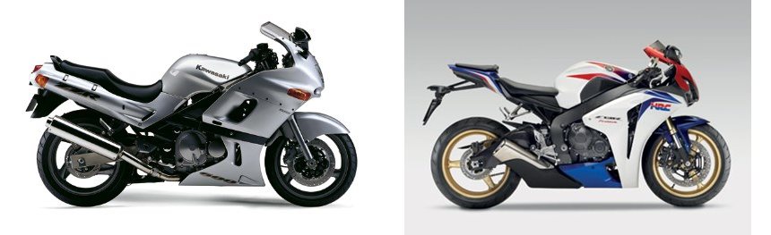 Motorrad Vergleich Kawasaki ZZR 600 2005 vs. Honda CBR1000RR Fireblade 2009