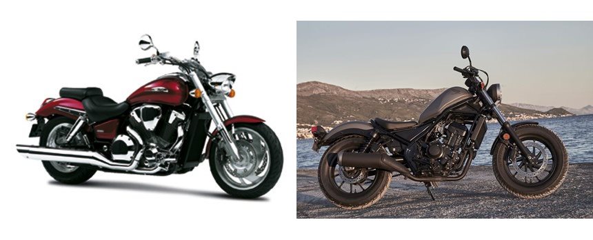 Motorrad Vergleich Honda VTX 1800 2005 vs. Honda CMX500 Rebel 2018