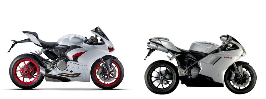Motorrad Vergleich Ducati Panigale V2 2023 vs. Ducati 848 2008