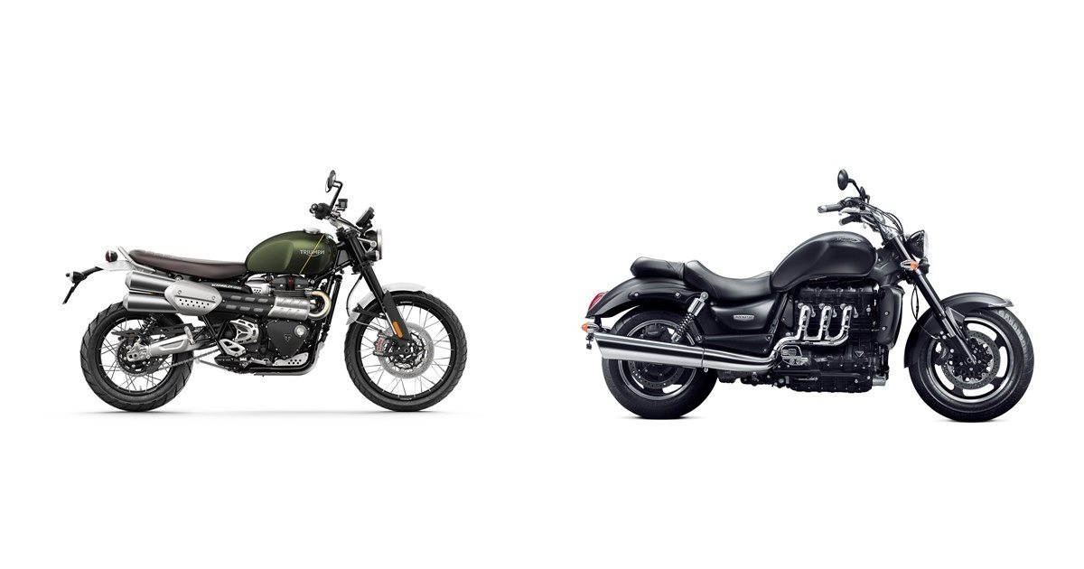 Motorrad Vergleich Triumph Scrambler 1200 XC 2019 vs. Triumph Rocket ...