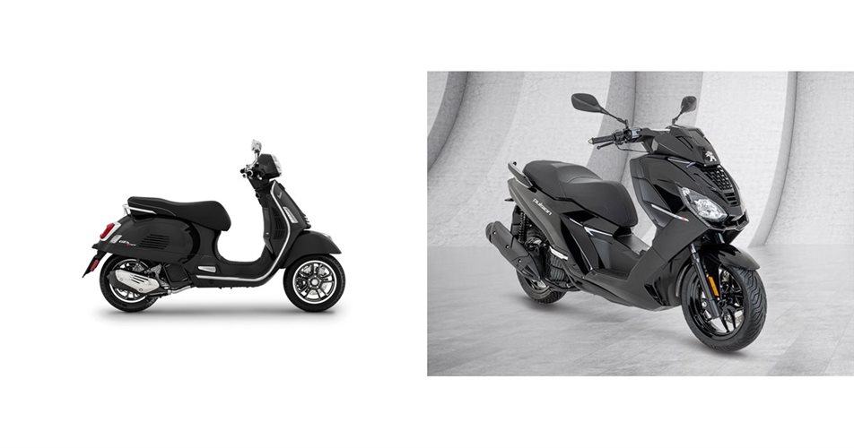 Motorrad Vergleich Vespa GTS 125 Super 2025 vs. Peugeot Pulsion 125 Active 2023