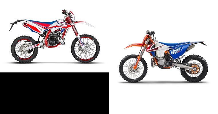 Motorrad Vergleich Beta RR 50 Racing 2019 vs. KTM 250 EXC TPI Sixdays 2018