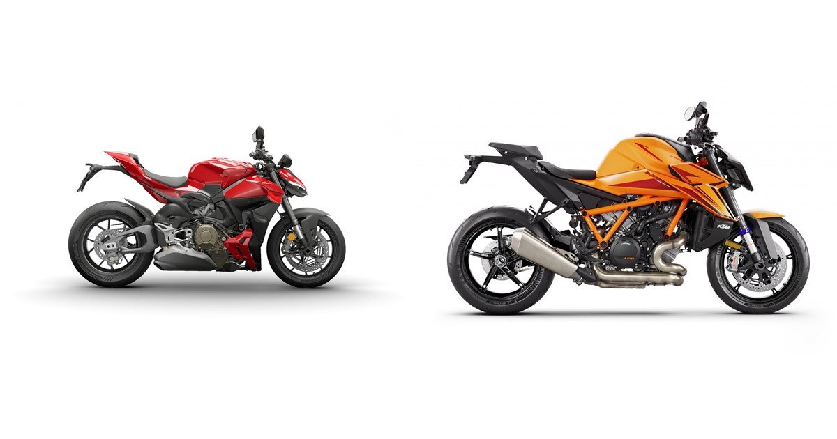 Motorrad Vergleich Ducati Streetfighter V4 2025 vs. KTM 1390 Super Duke ...