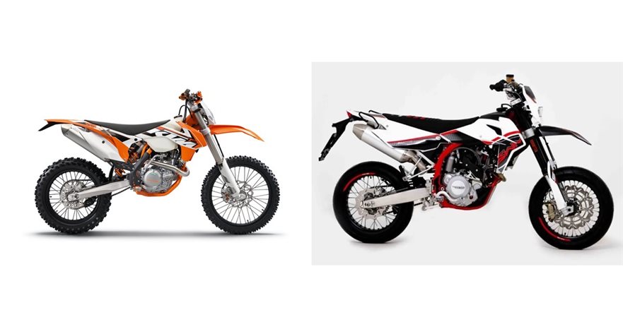 Motorrad Vergleich KTM 450 EXC 2015 vs. SWM SM 500 R 2024