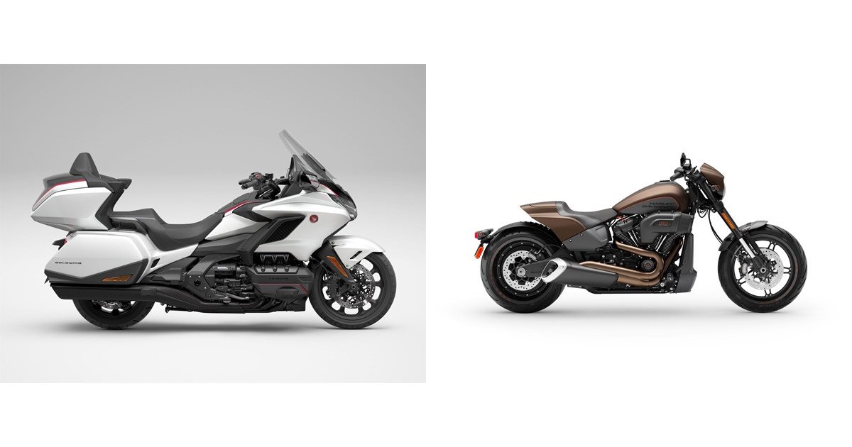 Motorrad Vergleich Honda GL 1800 Goldwing Tour DCT 2024 vs. Harley ...