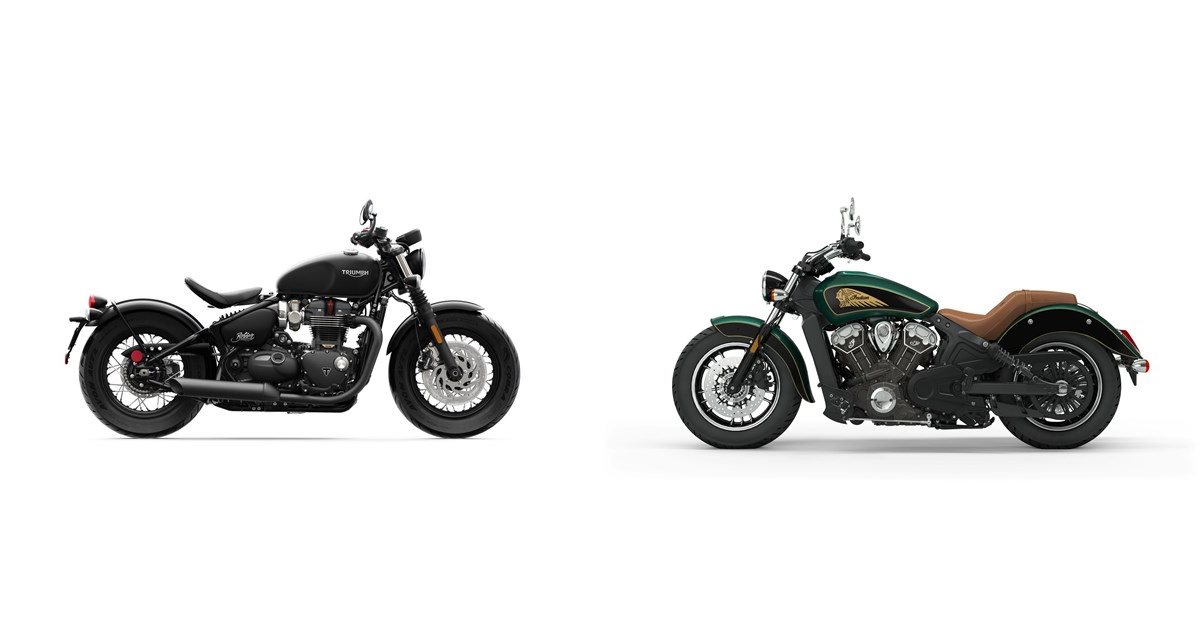 Motorrad Vergleich Triumph Bonneville Bobber Black 2020 vs. Indian ...