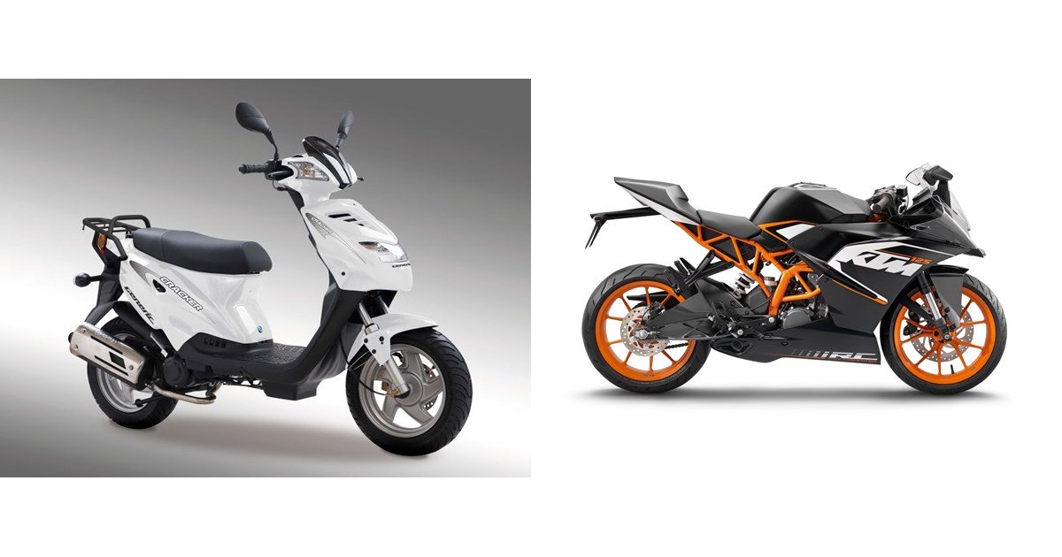Motorrad Vergleich KSR Moto Cracker 50 2018 vs. KTM RC 125 2016