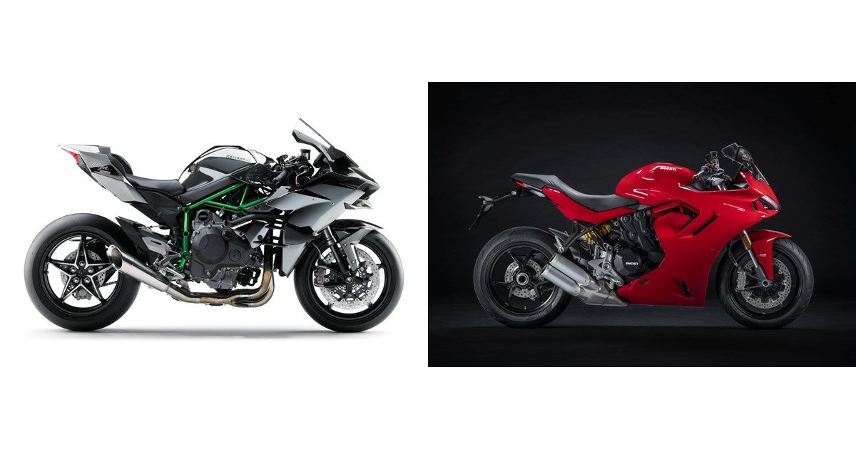 Motorrad Vergleich Kawasaki Ninja H2R 2015 vs. Ducati SuperSport 950 2021