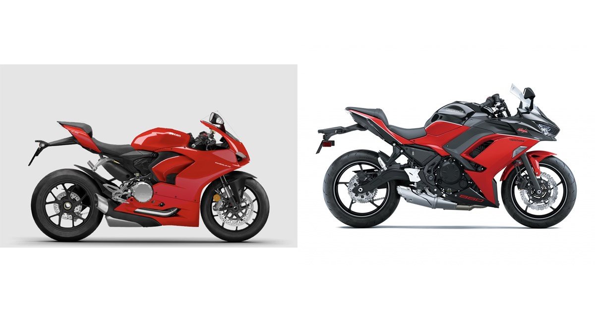 Motorrad Vergleich Ducati Panigale V2 2024 vs. Kawasaki Ninja 650 40th ...
