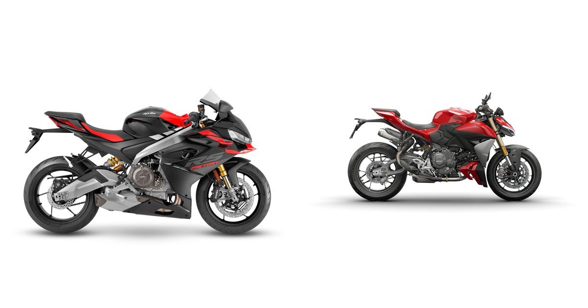 Motorrad Vergleich Aprilia RS 660 Factory 2025 vs. Ducati Streetfighter V2 2025